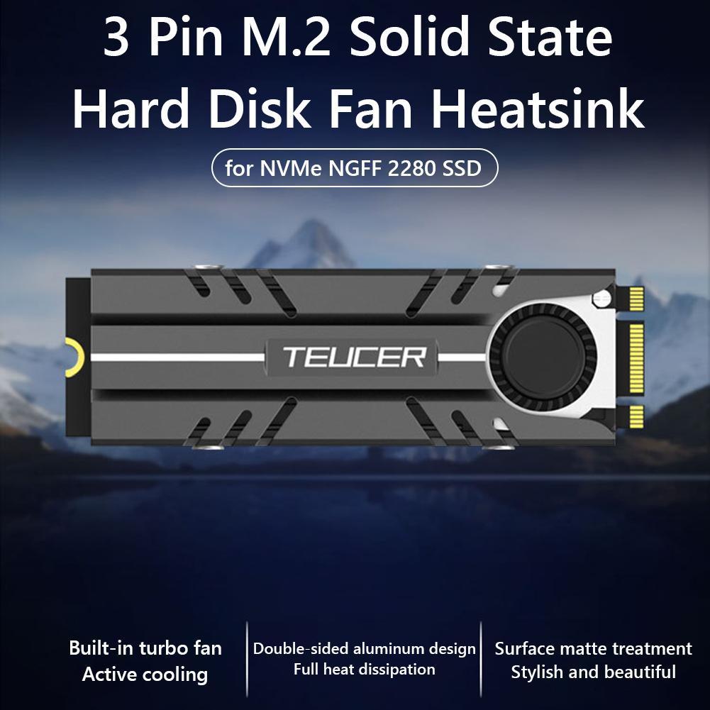TEUCER 3 Pin M.2 Solid State Hard Disk Fan Heatsink for NVMe NGFF 2280 ...