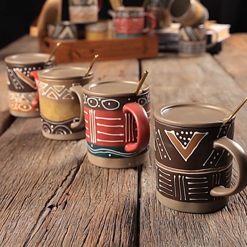 Livingplus Rustic Stoneware Ceramic Handmade Coffee Mugs | Shopee ...