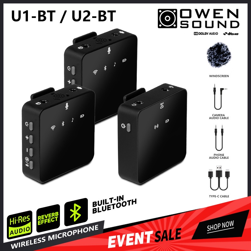 U1-BT U2-BT Bluetooth Lapel Wireless Microphone Frequency 2.4G Intelligent Noise Reduction Mic ...