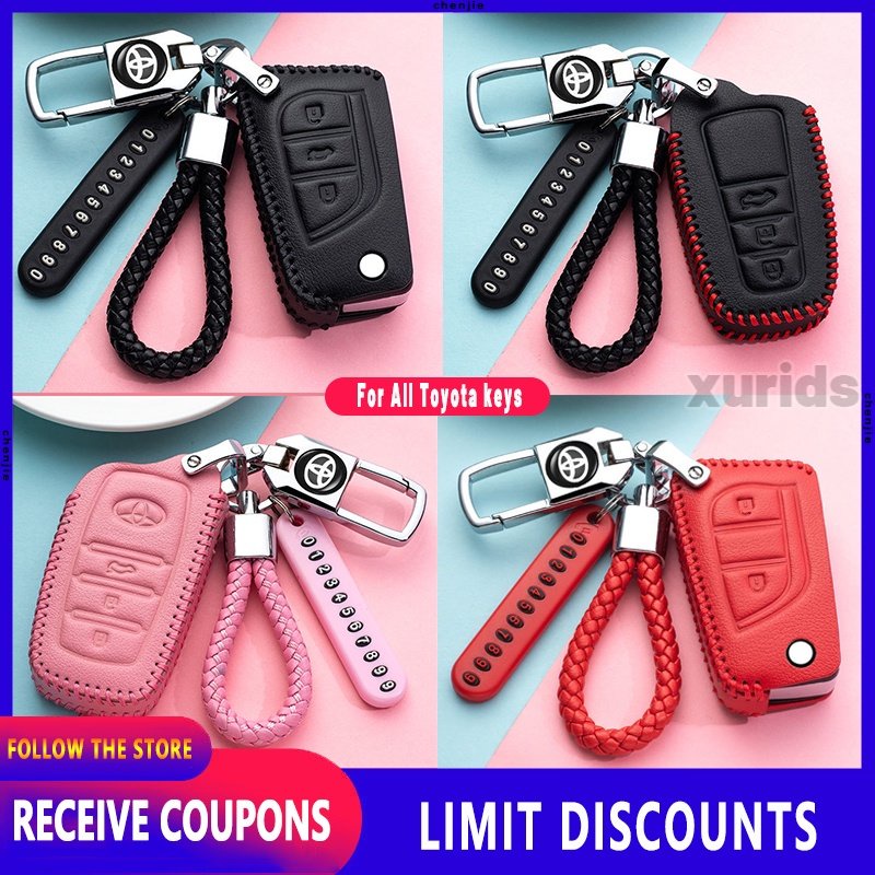 high quality leather for Toyota key cover Remote key case with key ...