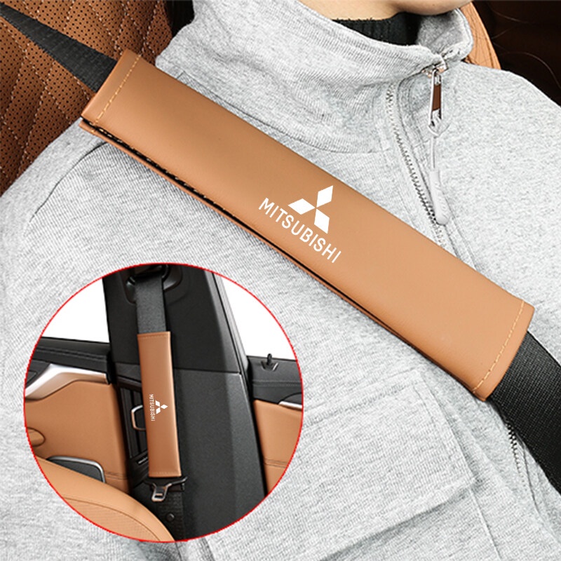 Car Safety Belts Shoulder Pad Leather Seat Belt Cover For Mitsubishi ...