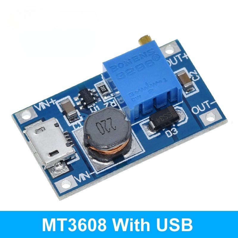 MT3608 Type-c/micro 2A Max DC-DC Step Up Power Module Boost Step-up Board MAX Output 28V 2A for ...