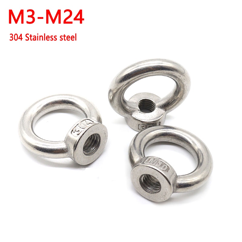 Eye Nut 304 Stainless Steel Marine Lifting Eyenut Ring Nut Loop Hole for Cable Rope Lifting M3 ...