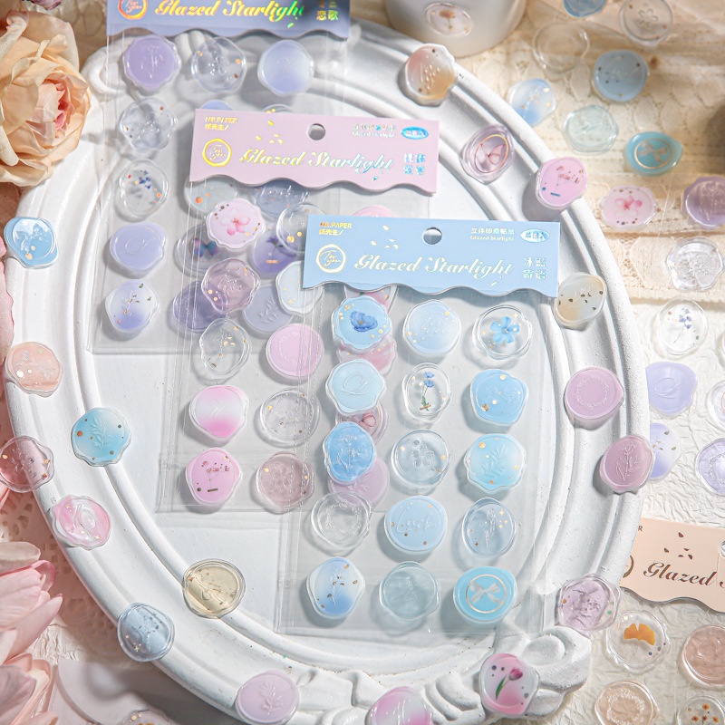 ENWEI 1 Pcs [Glass Starlight Series] Lovely Journal Stickers Silica Gel ...