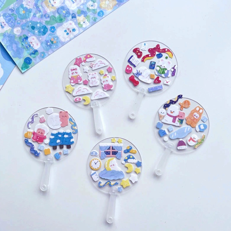 3 pcs/5cm DIY Transparent Guka Fan Mini Guka Painting Fan Star image ...