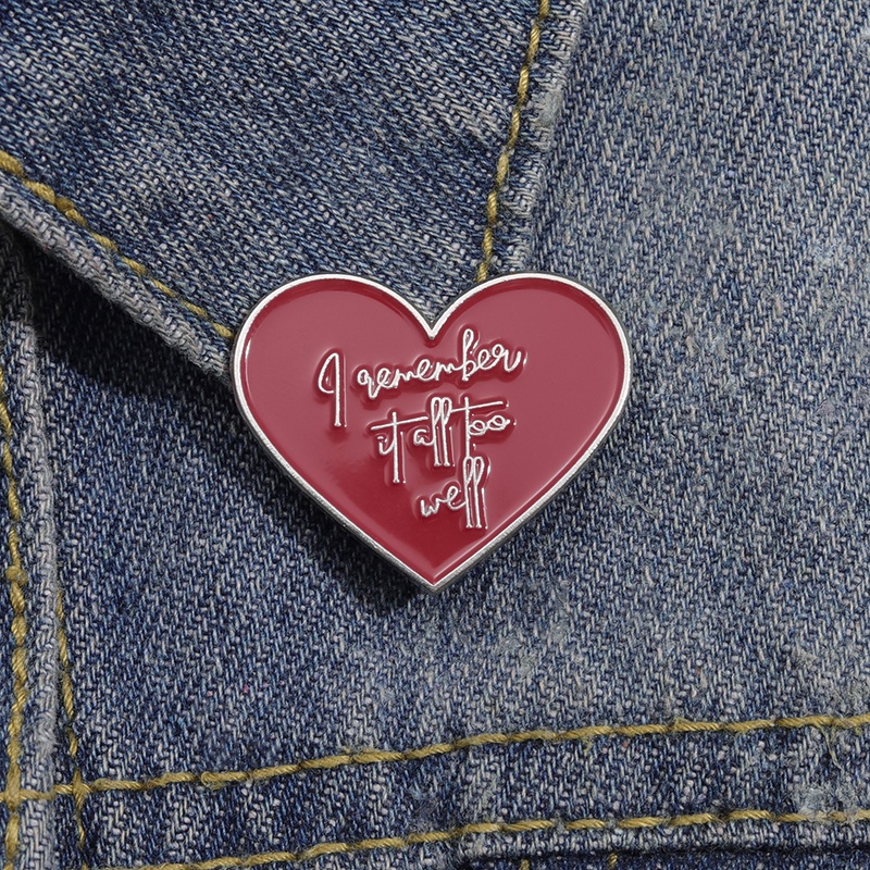 Red Heart Text Brooch Badge Enamel Pin Lapel Qute Hat Bag Metal ...