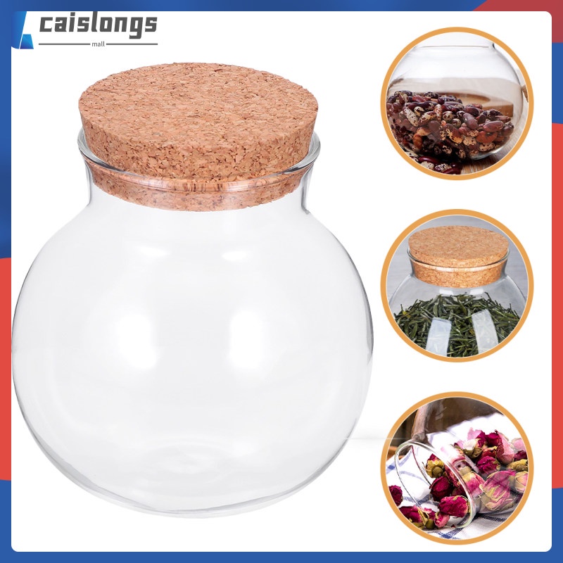 [READY STOCK] Large Glass Jar Candy Cork Storage Tank Jars with Wooden ...