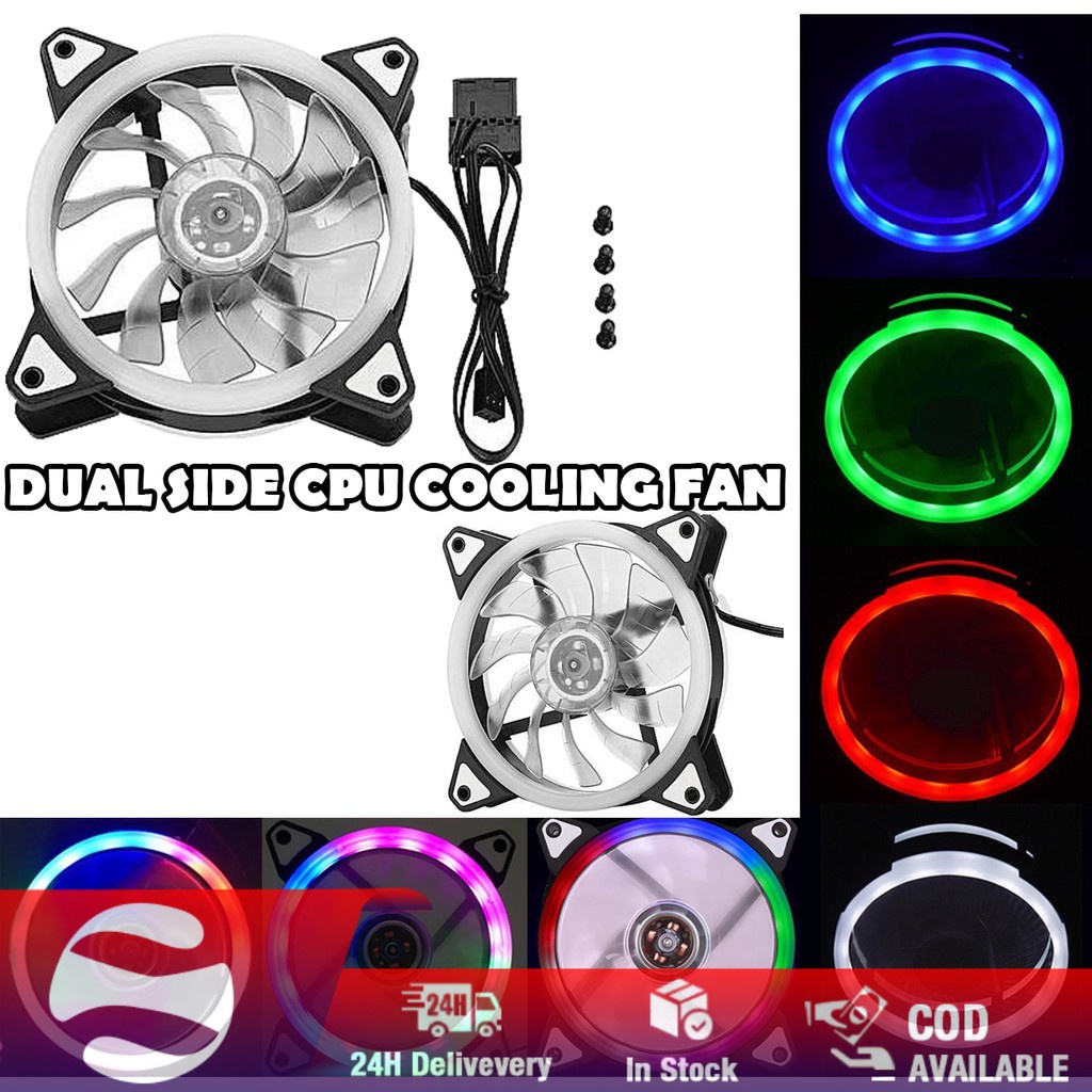 Dual Led CPU Cooling Fan Cooler Silent 120mm CPU Case Fan Pc gaming ...