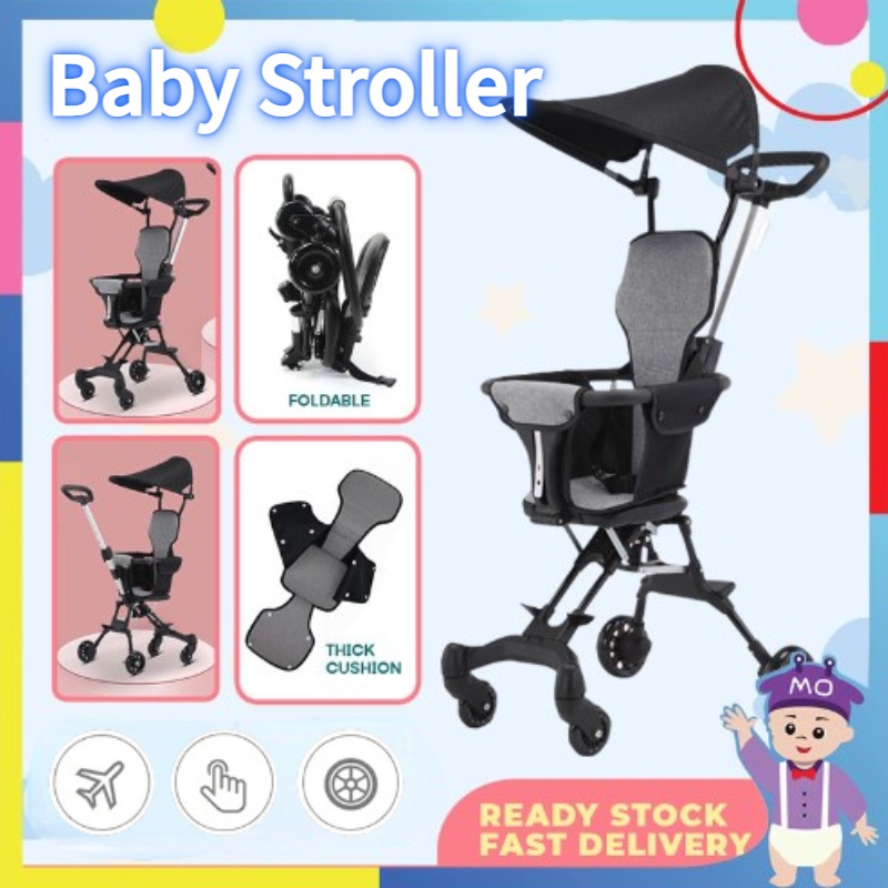 Baby Stroller Lightweight Soft Seat with Umbrella Stroller Can Sit or Lie Down Folding Stroller ...