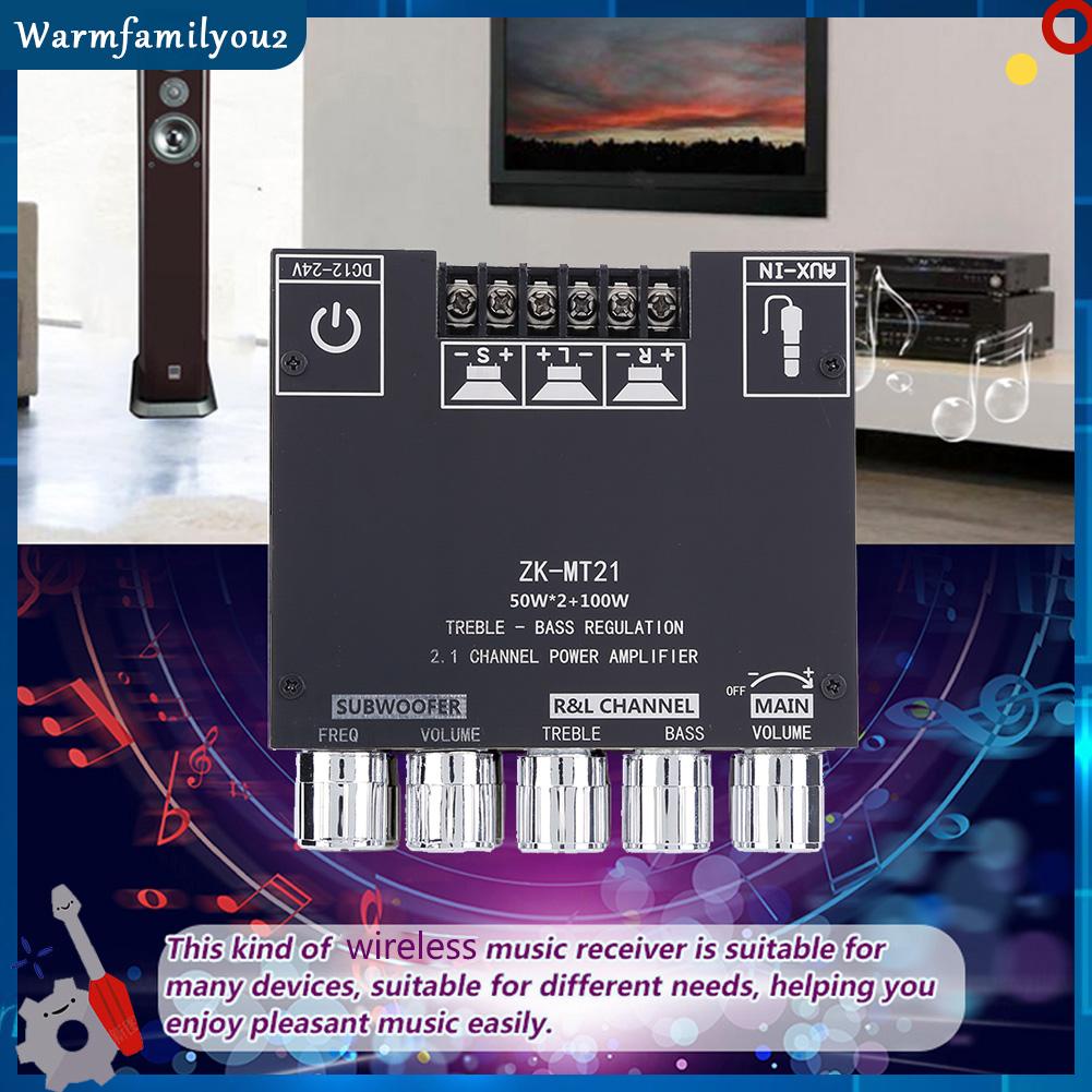 1-4pcs ZK-MT21 2x50W+100W 2.1 Channel BT5.0 Digital Power Subwoofer ...