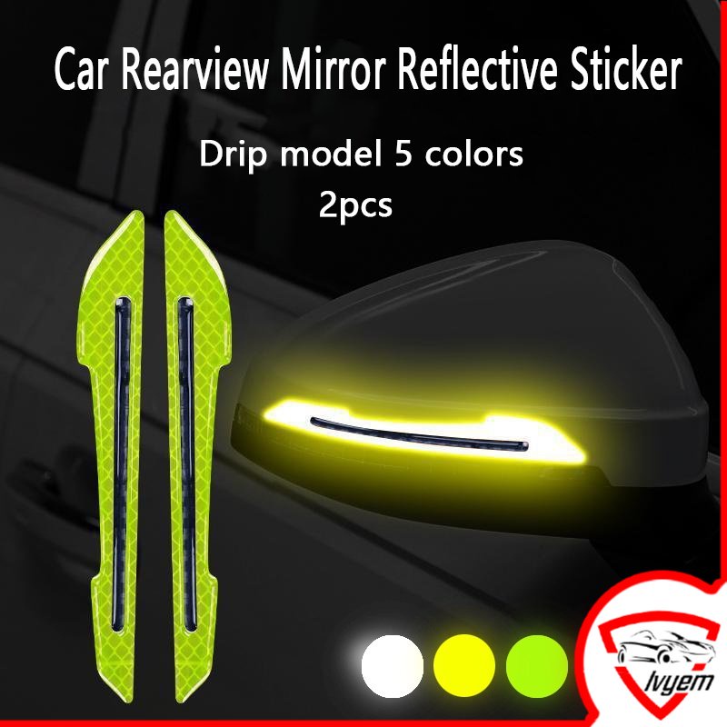 2PCS 3D Car Rearview Mirror Reflective Sticker Warning Strip Tape ...