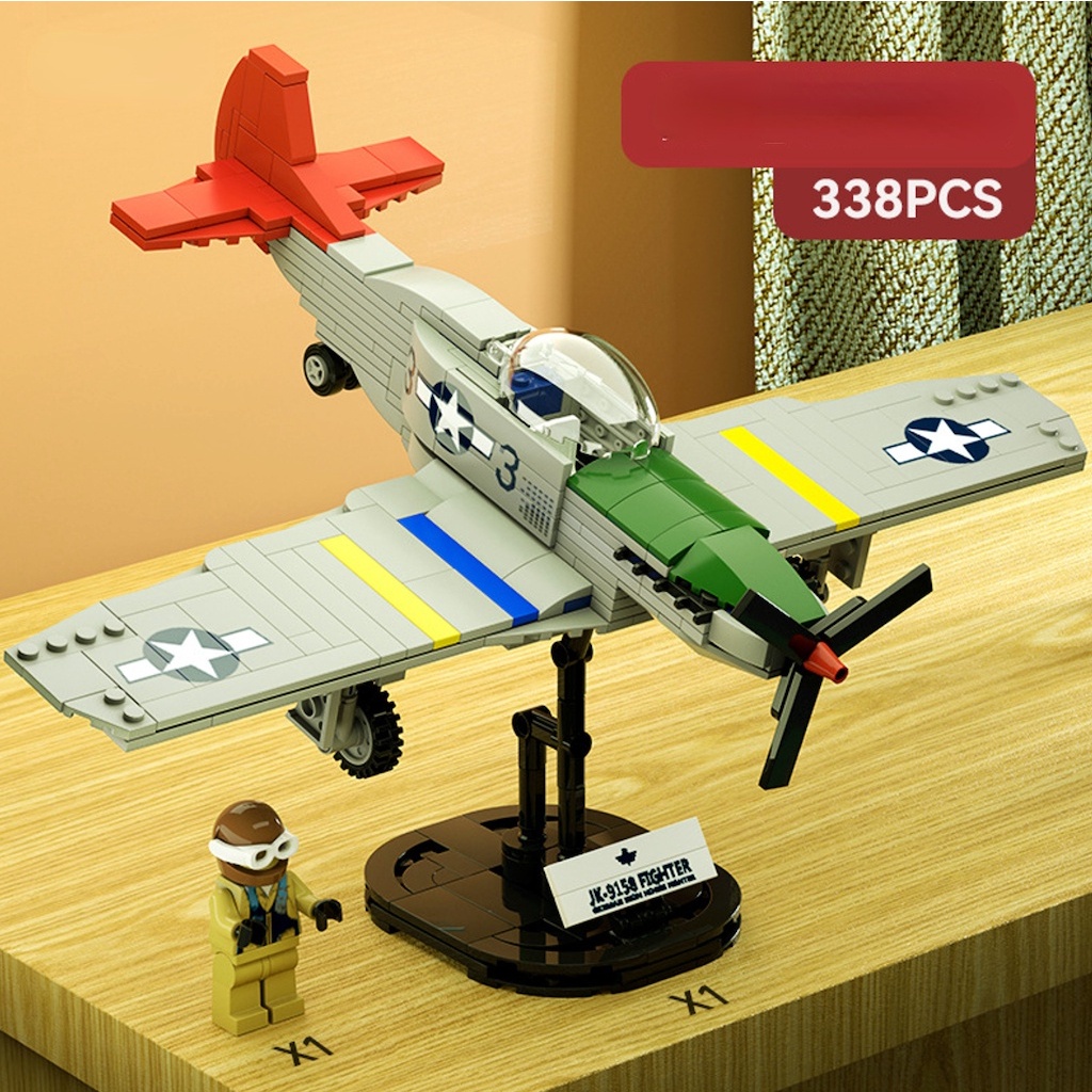 338PCS MOC WW2 P-51 Mustang Air Fighter Aircraft Figure Model Toy ...