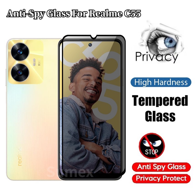 Anti Spy Glass For Realme C55 2023 Realmec55 NFC Tempered Glass Screen ...