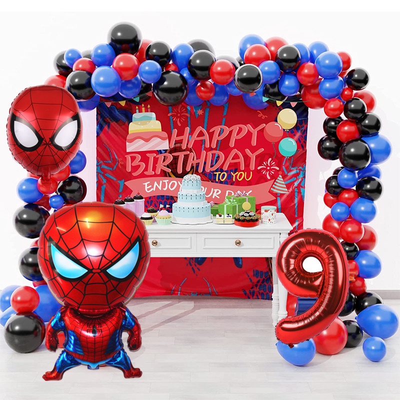 Spiderman Red Black Blue Balloon Garland Arch Kit Red Number Kids Toys ...