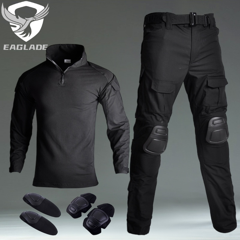 EAGLADE Tactical Uniform Suit T Shirts Pants YDJX-G2-HXTZ In Black ...