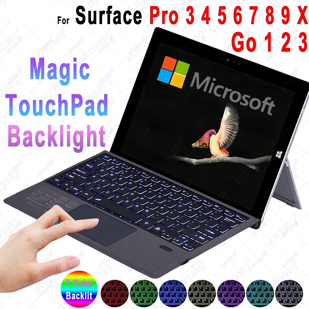 Trackpad Keyboard for Microsoft Surface Pro 3 4 5 6 7 Go 1 2 3 Backlit ...