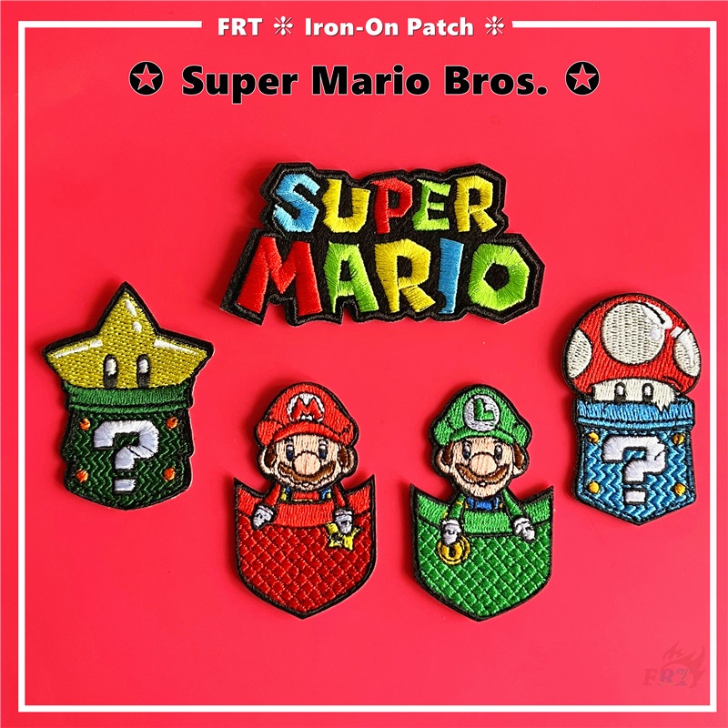 ☸ Super Mario Bros. Pocket Style Iron-on Patch ☸ 1Pc Cartoon Games DIY ...
