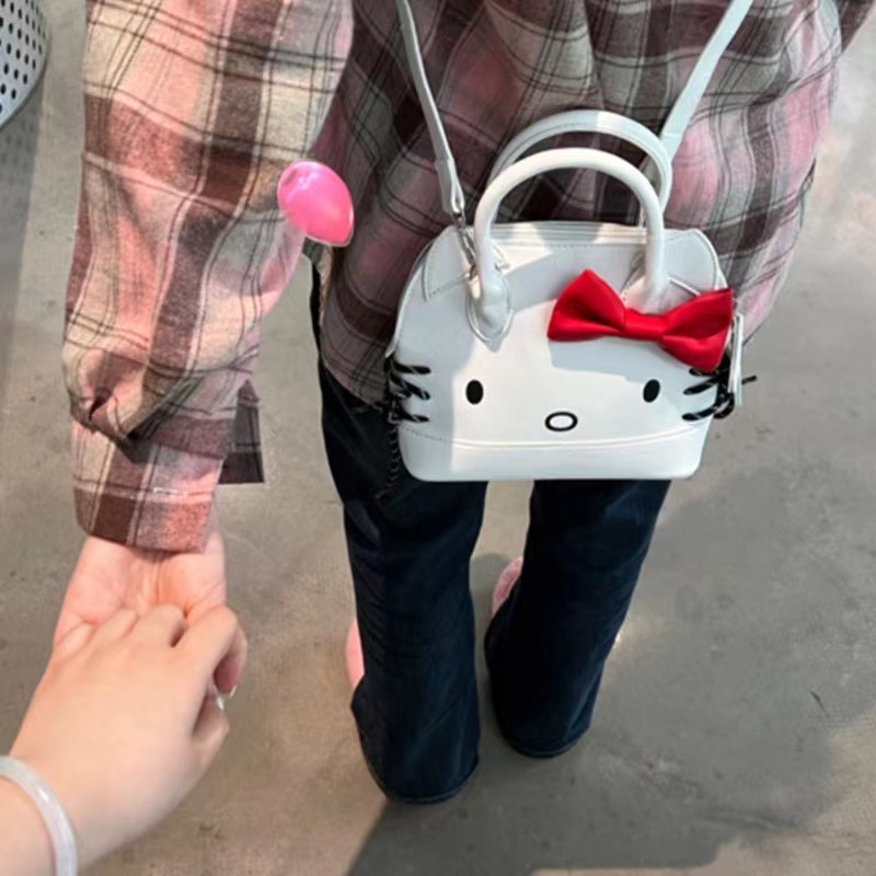 Hello Kitty butterfly knot big face cat ear shape handbag female 2023 ...