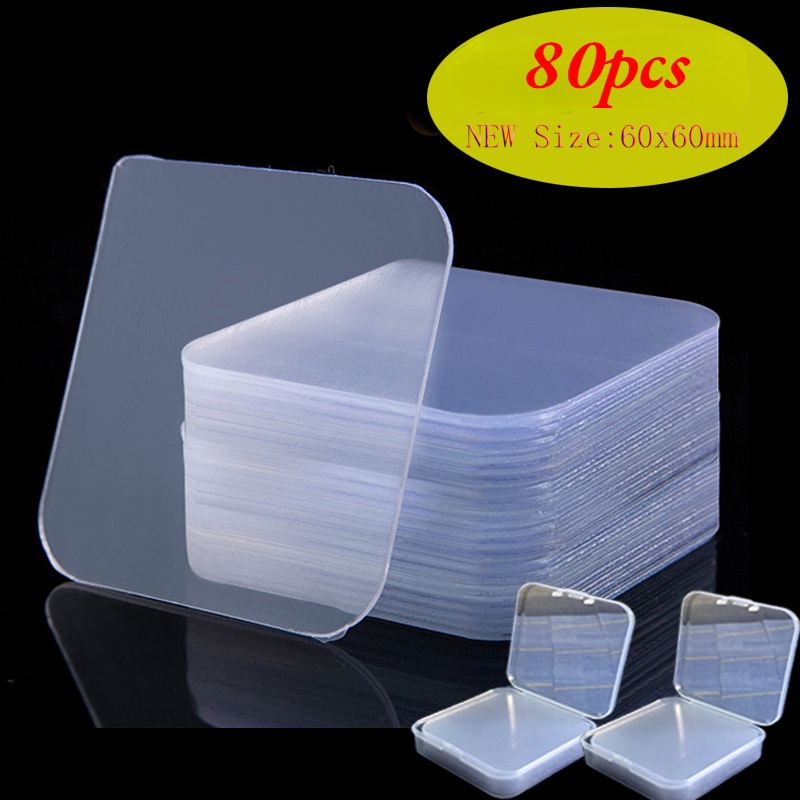 80pcs reusable transparent double-sided stickers without leaving any ...