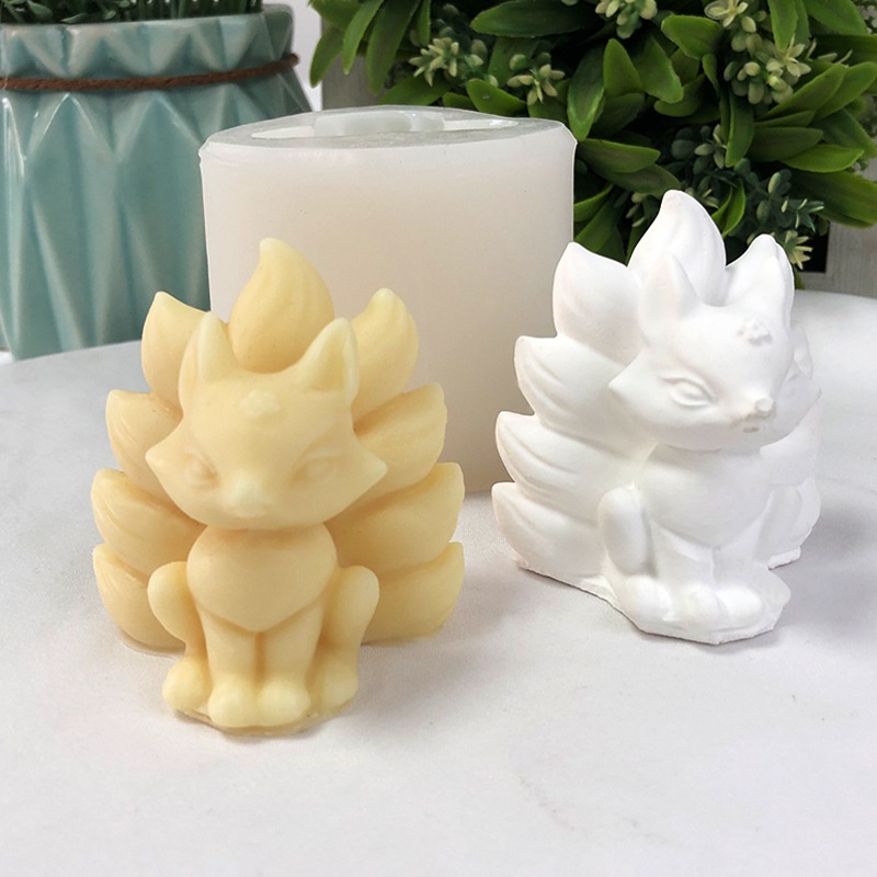 9-Tailed Fox Silicone Candle Mold Handmade Fox Desktop Ornament Gypsum ...