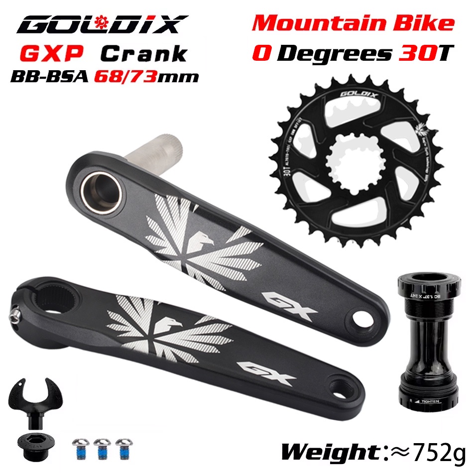 Crankset mountain bike hollowtech GXP 170/175mm crank arm 0mm Offset ...