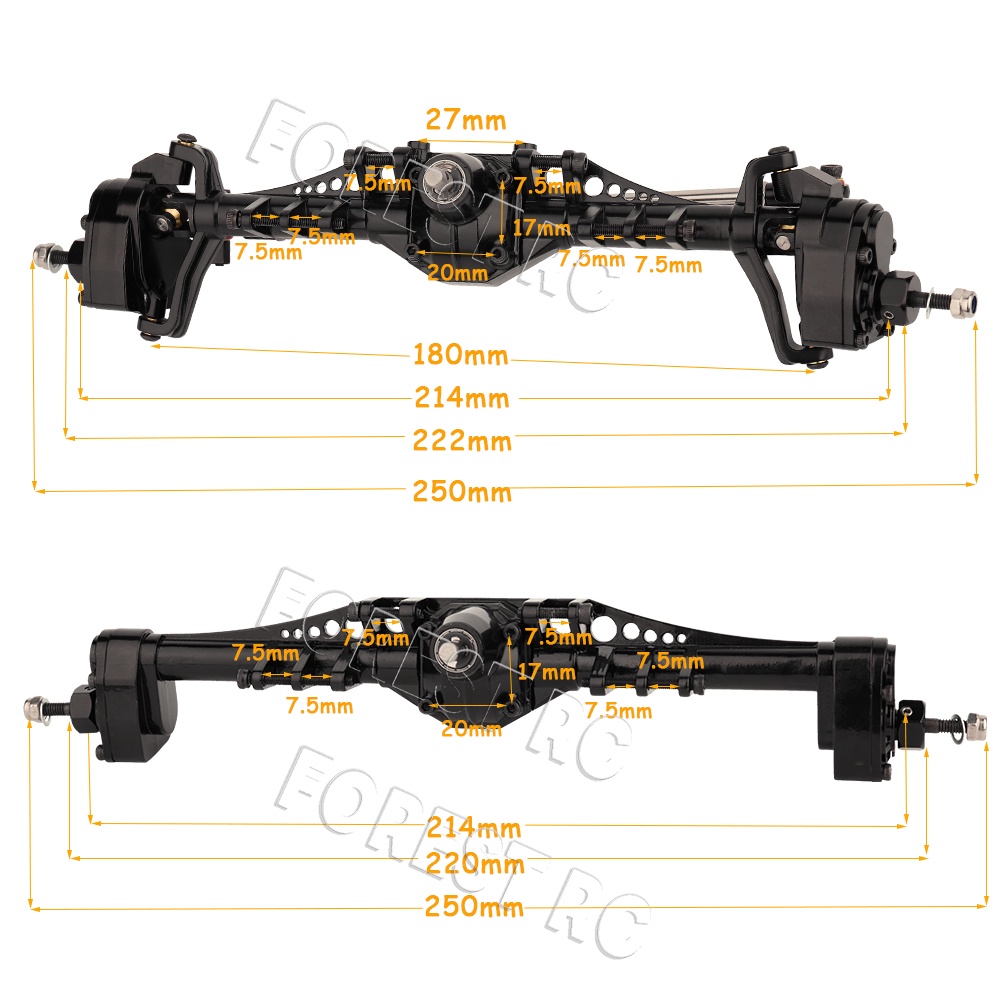 Capra CNC Machined Complete Front Rear Portal Axle for Axial 1/10 RC ...