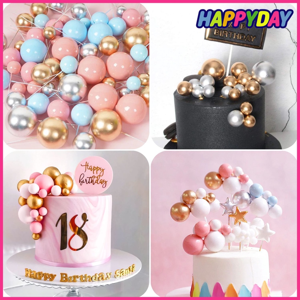 20pcs Cake Topper Balls Decoration Birthday Swirl Ball Spiral Ball ...