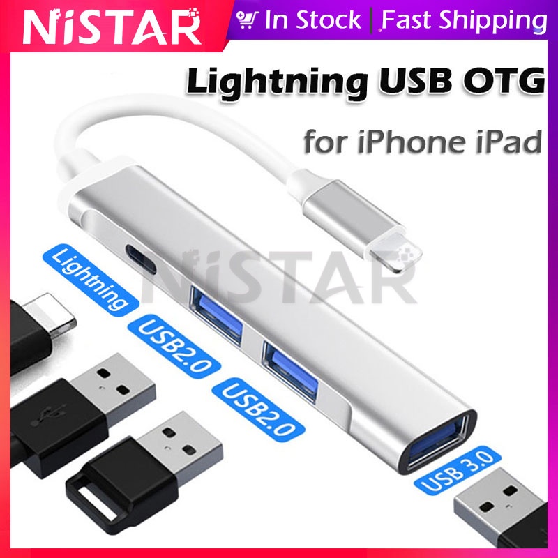 4-in-1 iPhone USB OTG Hub, Lightning to USB 3.0 with Fast Charging Port ...