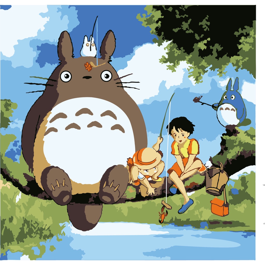 Digitized painting, Ponyo-Sousuke-Anime Bear oil painting WITH FRAME ...