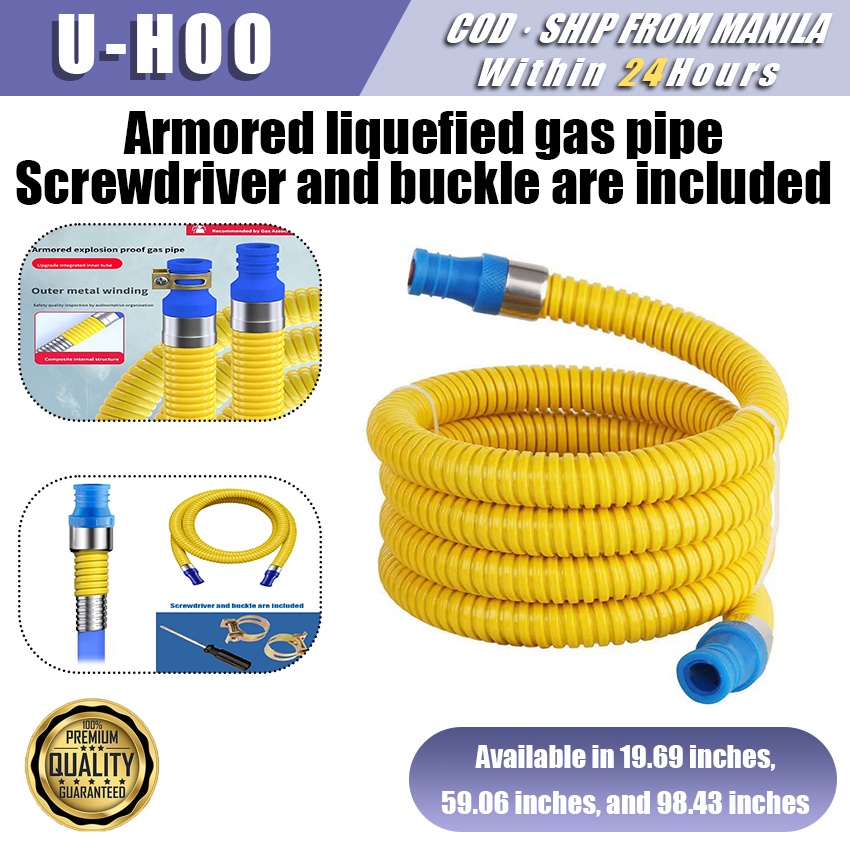 0.5 / 1.5 / 2.5 M Flexible LPG Hose with Free Clamps Universal LPG Gas ...
