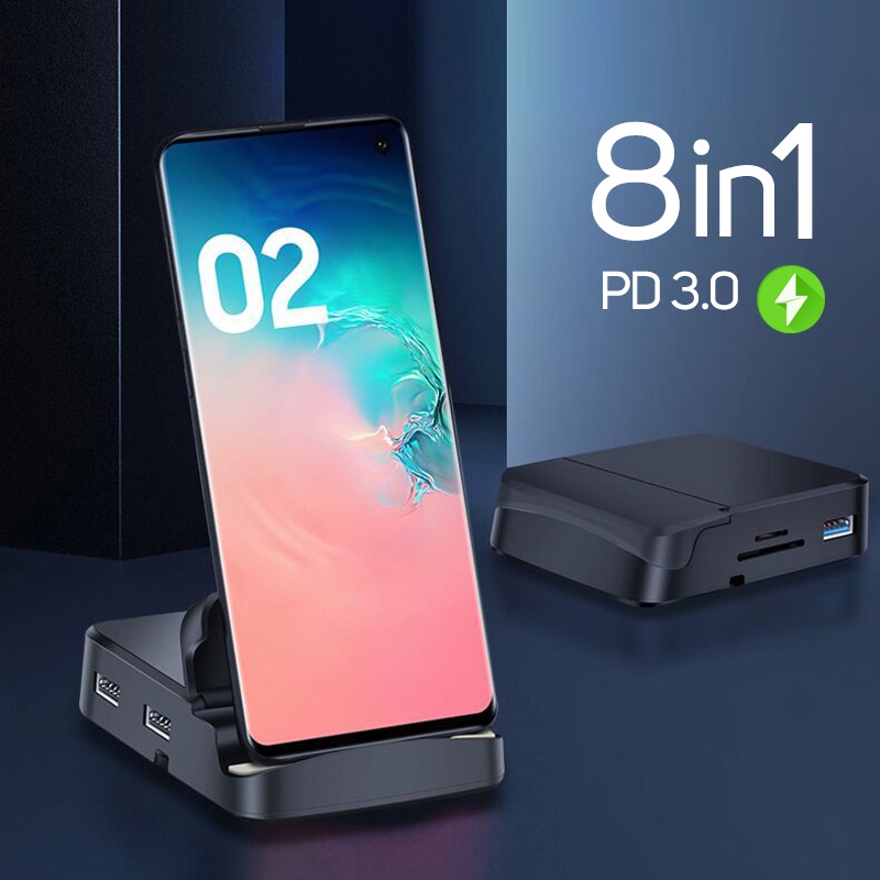 8 In 1 Type C HUB Docking Station Phone Stand Dex Pad Station USB C To ...