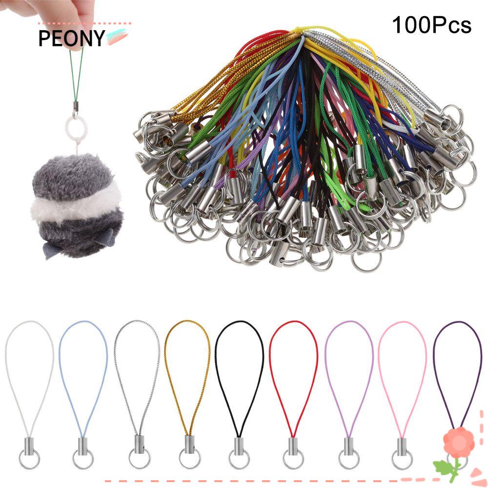 PEONY 100Pcs Jewelry Wire Cord Key Ring Handmade Cellphone Charm Cords ...