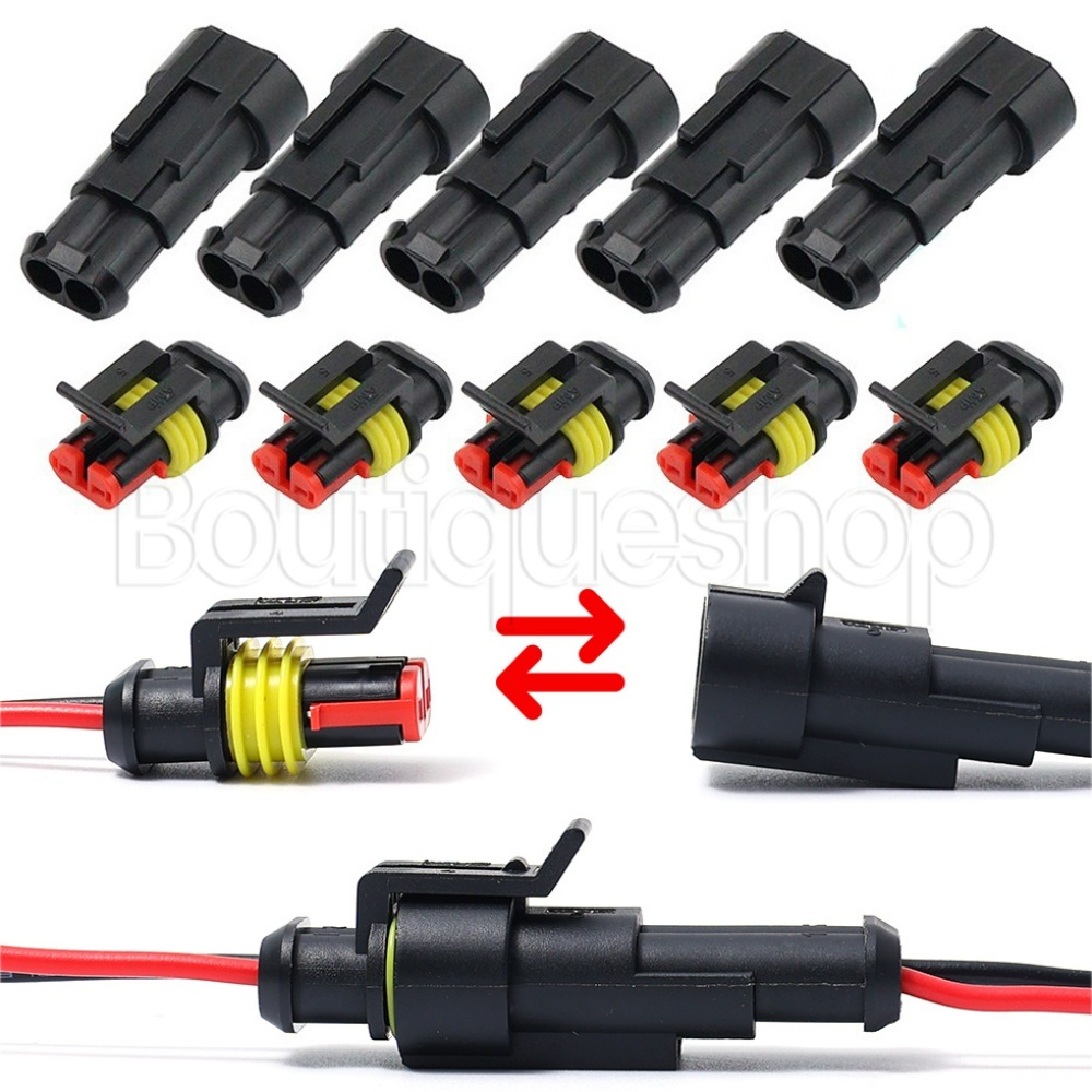 1 Set 2 Pin Electrical Wire Connector Plug / Car Waterproof Wire ...