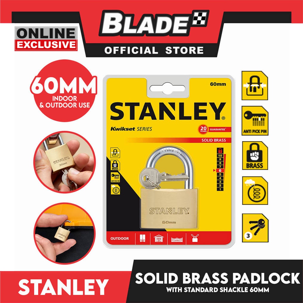 Stanley Solid Brass Padlock with Standard Shakle 60mm | Shopee Philippines