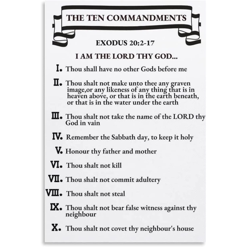 Wall Decoration Poster Religious Ten Commandments Bible Poster Art ...