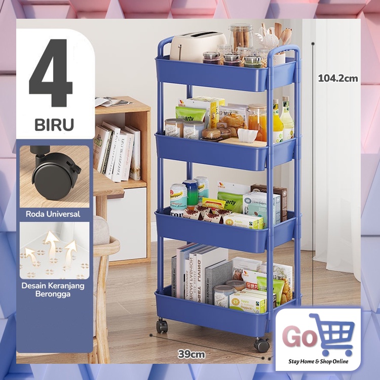 Go - H1065 Multipurpose 4 Tier Trolley Rack / Stacking Shelf ...