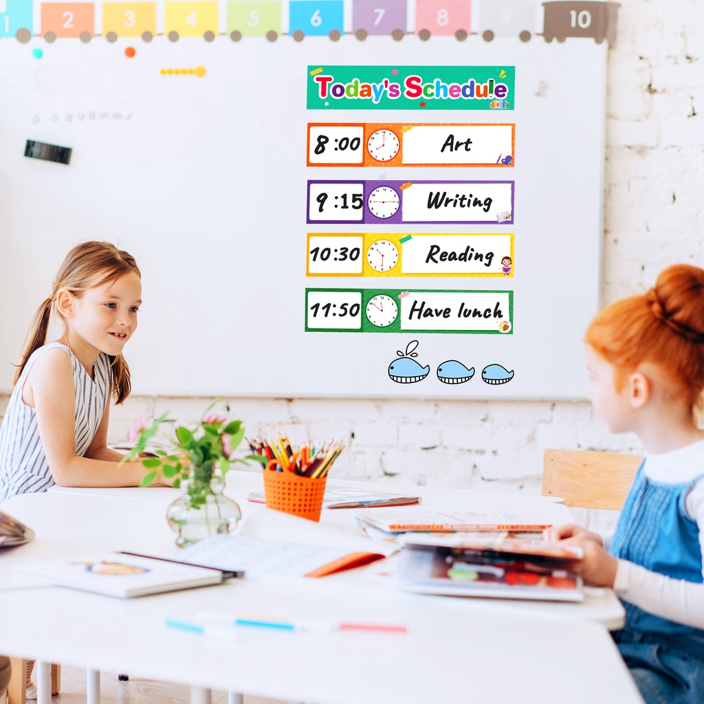 12 PCS Daily Schedule Cards Dry Eraser Cards for Kid Children Schedule ...