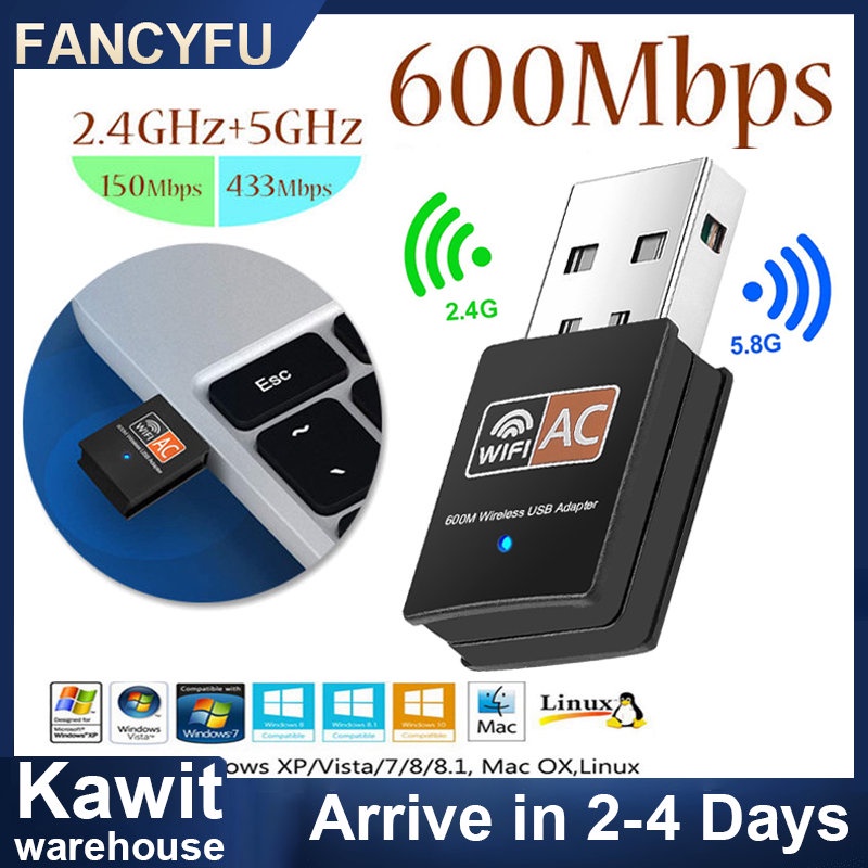 600Mbps USB Wifi Dongle Wireless WiFi Adapter 2.4G/5GHz WiFi Receiver ...