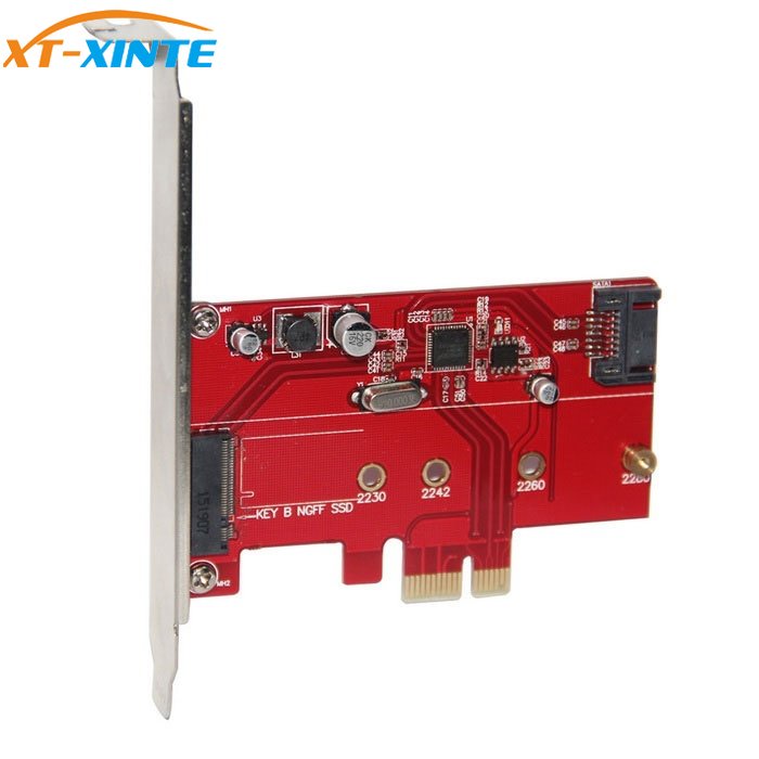 XT-XINTE LT304-NS Desktop PCI-E 2.0 to Key B (NGFF) / SATA 3.0 B-key Transfer Card for 2230/2242 ...