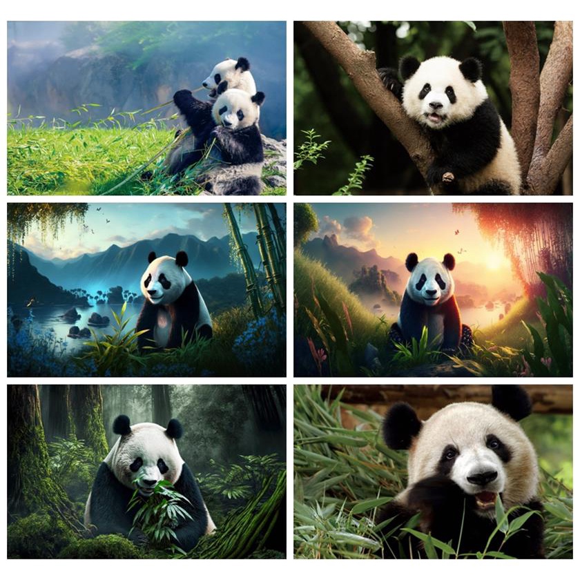 Cute Panda Mountain Scenery Background Jungle Safari Animal Party ...