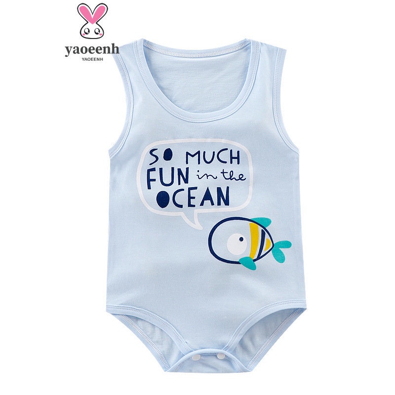 【YAOEENH】59-90CM Baby Jumpsuit Male Female Pure Cotton Sleeveless ...