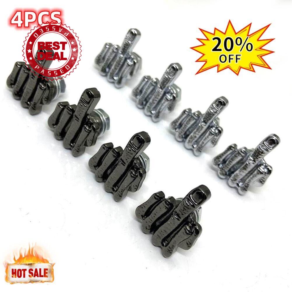 Middle flip off Finger up License plate pewter bolts skull Custom ...