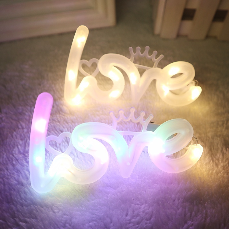 LED Luminous Letter Neon Lights INS Gift Box Bouquet Fairy Lamp Battery ...