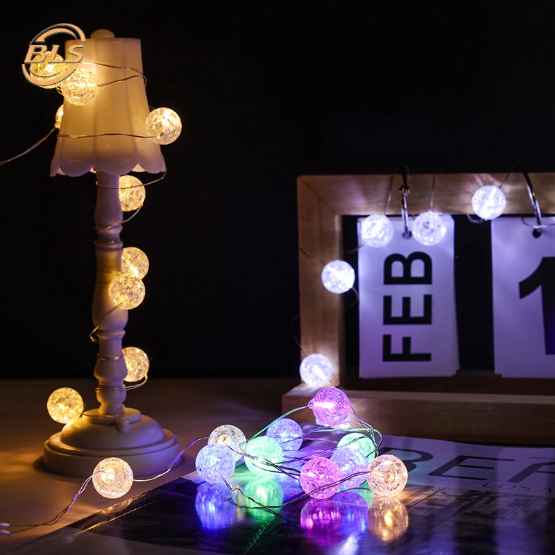 Exquisite LED Glowing Crackle Ball Copper Wire String Light with ...