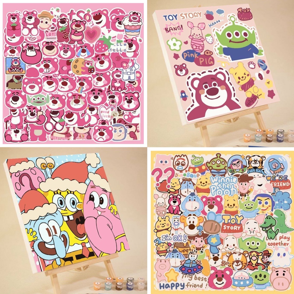 Coloring by numbers, cute cartoon self-painted digital oil painting ...