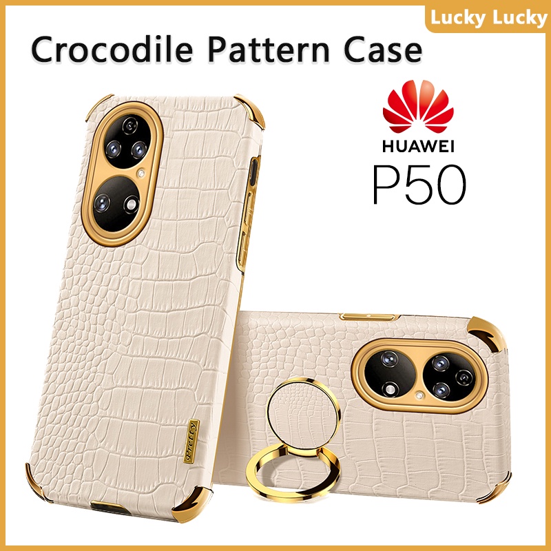 Leather Huawei P50 Case P50 Pro P40 Pro P30 Pro Lite Soft Shockproof Crocodile Pattern Finger ...