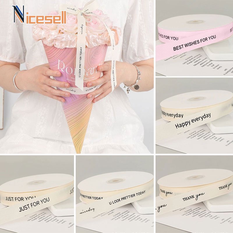 Ins Happy Birthday Ribbon Flower Bouquet Letter Blessing DIY Ribbons ...