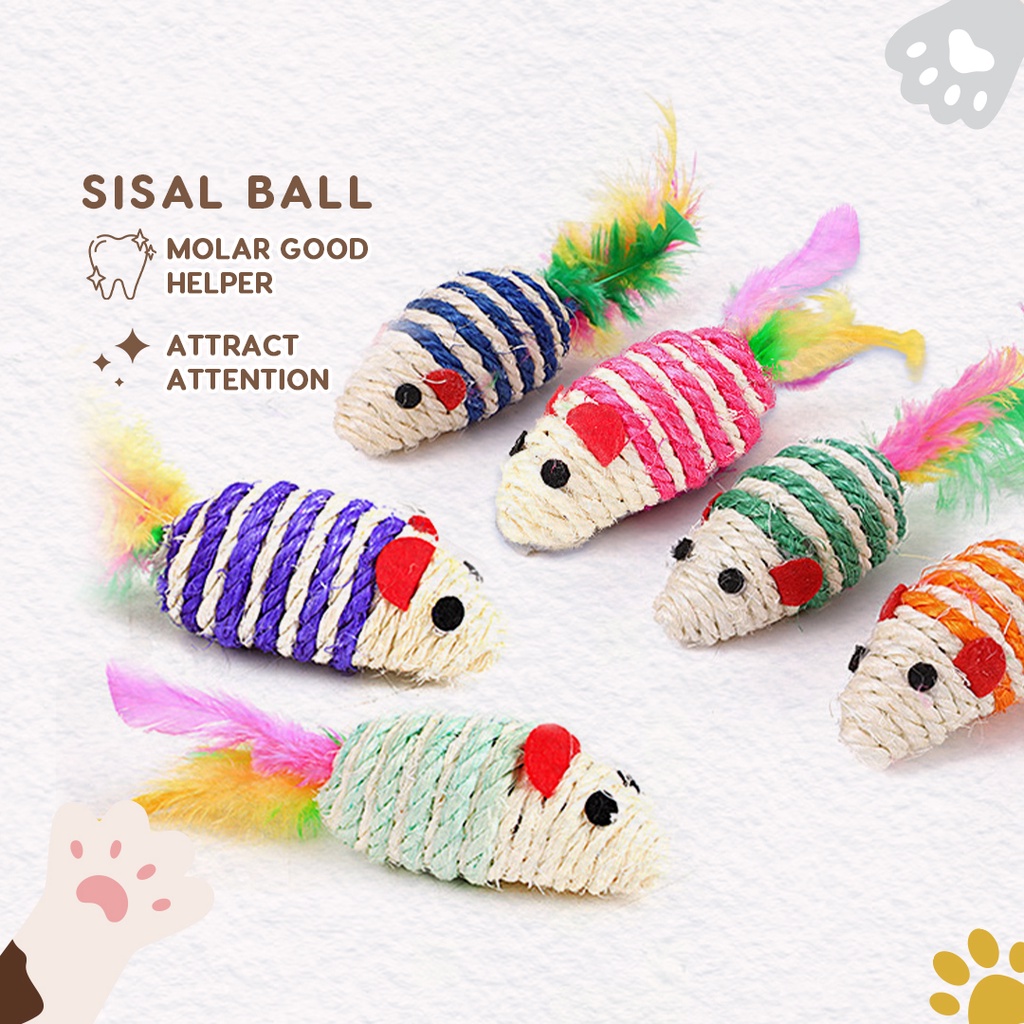 Scratching Rope Mouse Pet Cat Biting Teaser Toy (Random Pick Colour ...