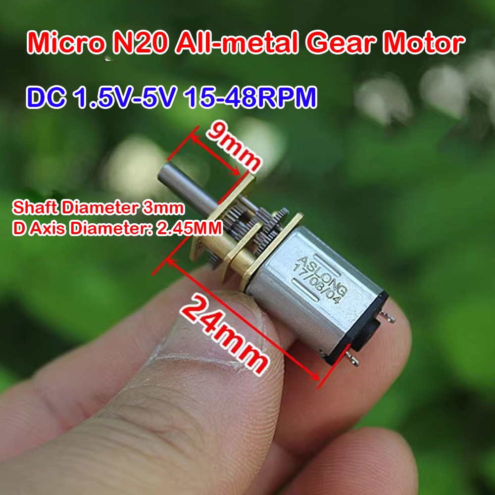 Dc 3V-6V 5V 48RPM Mini N20 All-Metal Gear Motor Low Speed High Torque Long Shaft for Fingerprint ...