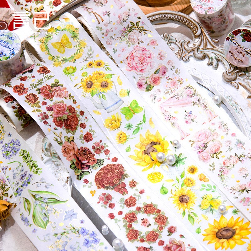 Spring Washi Tape Washi Masking Tape Flower Rose Sunflower Decorative ...